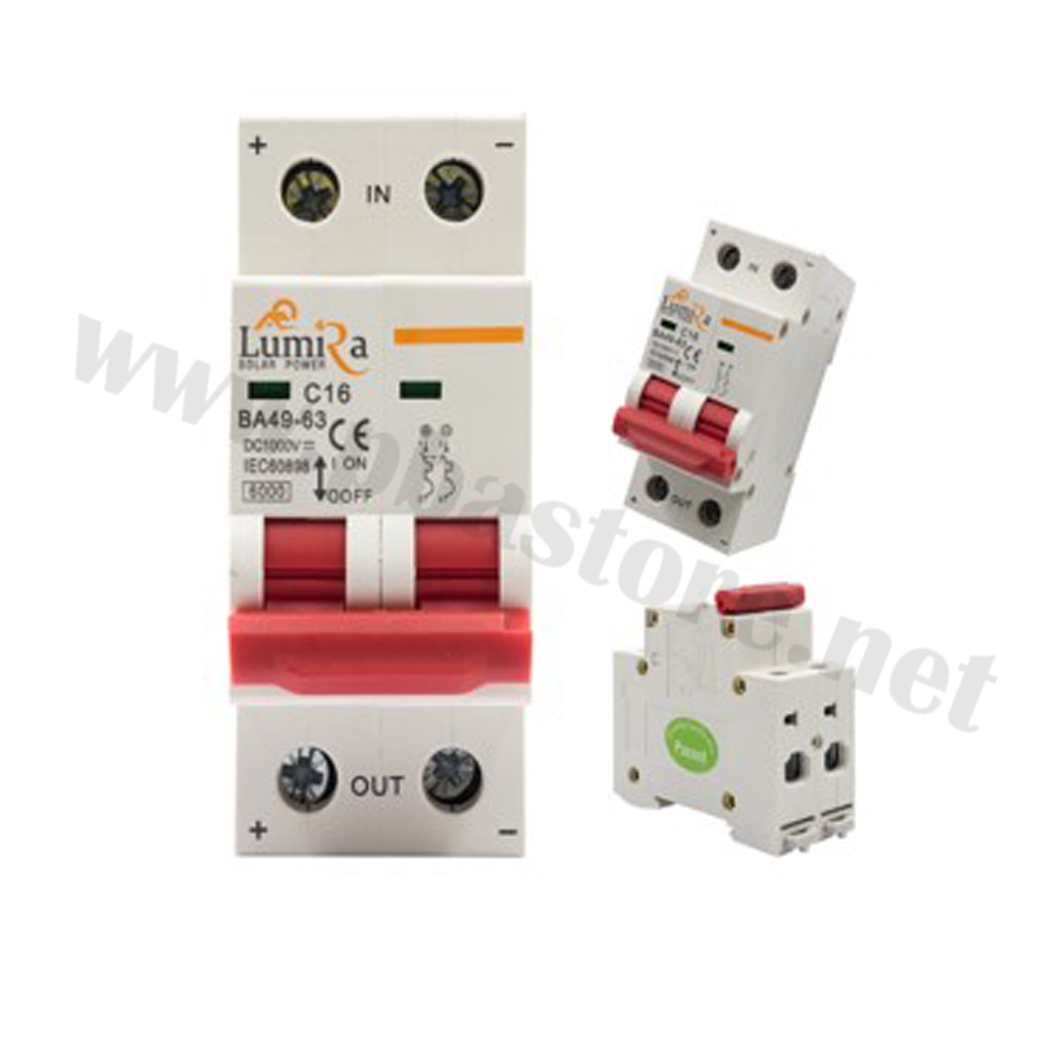 เบรกเกอร์ไฟ DC 2P BREAKER 1000V 16A LUMIRA รุ่น MCB-C16-DC1000V เซอร์กิตเบรกเกอร์เป็นอุปกรณ์ ...